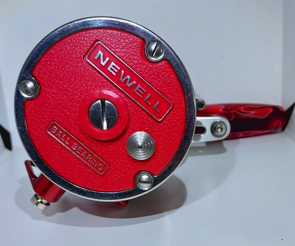 Rare Custom Red Newell Reel - R338-5 . CUSTOM HANDLE/KNOB / BARS / BASE ...