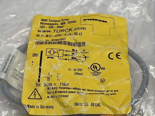 Turck BC3-M12-AP6X-0.2M-RS4T Proximity Sensor Male M12 4-Pin M2601091 ...