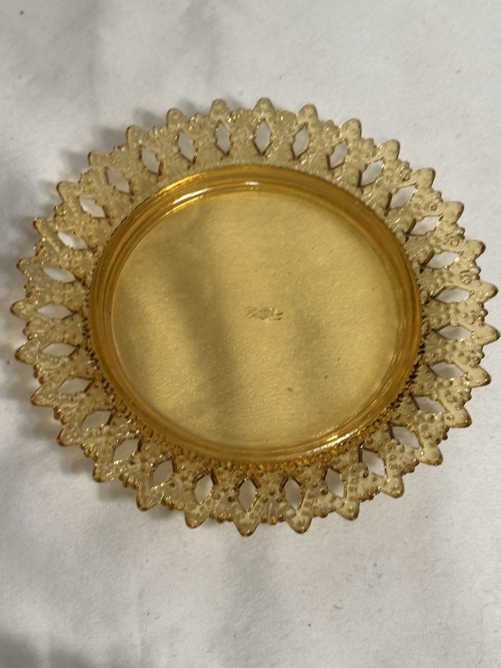 Vintage Kemple Wheaton Amber Glass Small Plate, Lattice Design | eBay