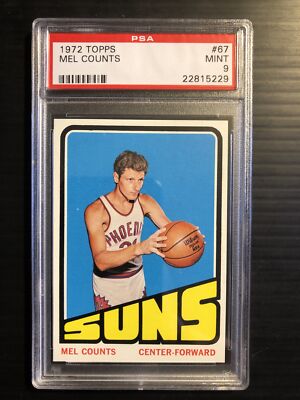 1972 Topps basketball card MEL COUNTS #67 PSA 9 MINT Very Tough Phoenix ...