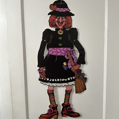 Vintage Die Cut Jointed Articulated Witch Halloween Decor 34” Unbranded ...