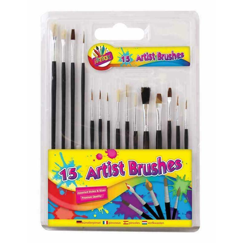 ArtBox Painting Artist Brushes Set of 15 Fun Assorted Paint Brush ...