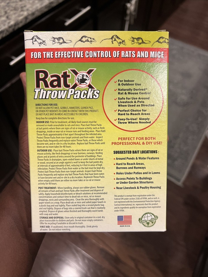 RatX Throw Packs - Kills All Species of Rats and Mice. Safe Around Pets ...