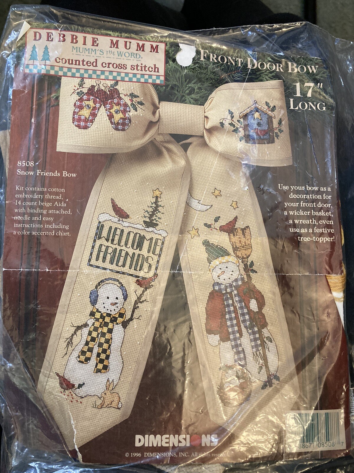 Vtg Dimensions Debbie Mumm Snow Friends Front Door Bow kit started. See ...