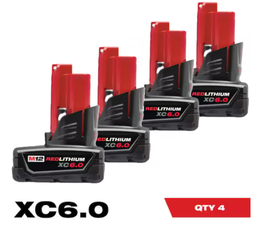4PCS Opened box M12 Battery 12V REDLITHIUM XC 6.0 Extended Capacity 48 ...