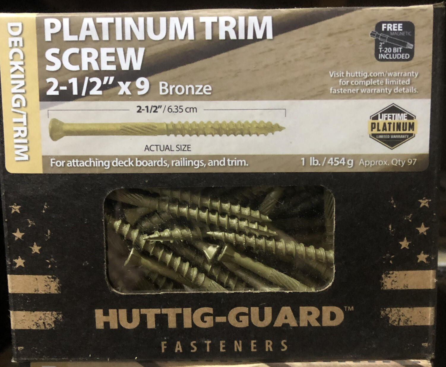 5 Lbs. Huttig-Guard 2-1/2” x #9 Platinum TRIM Screw T-20 Star Drive ...