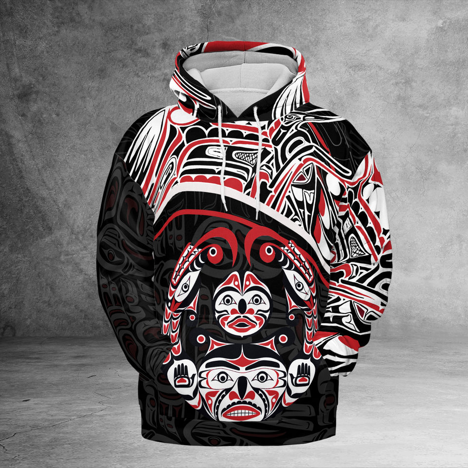 Haida Art Sea Serpent And Full Moon Native 3D All Over Print Hoodie ...