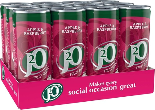 J2O Orange & Passionfruit,Apple & Raspberry 12x 250ml Cans Fruit Blend ...