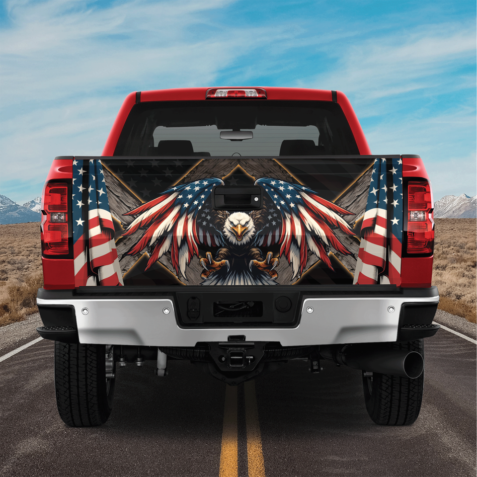 Eagle US Flag Vinyl Tailgate Wrap, Eagle Truck Tailgate Decal Wrap | eBay