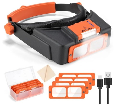 Headband Magnifier with Light Jeweler Magnifying Glass Loupe Visor ...