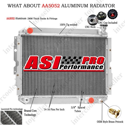 4-Row Aluminum Radiator For 1981-1990 Toyota Land Cruiser FJ65 FJ60 4 ...