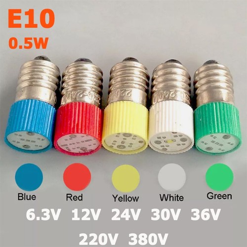 E10 Screw LED Instrument Light Bulbs 0.5W 6.3V 12V 24V 36V 110V 220V ...