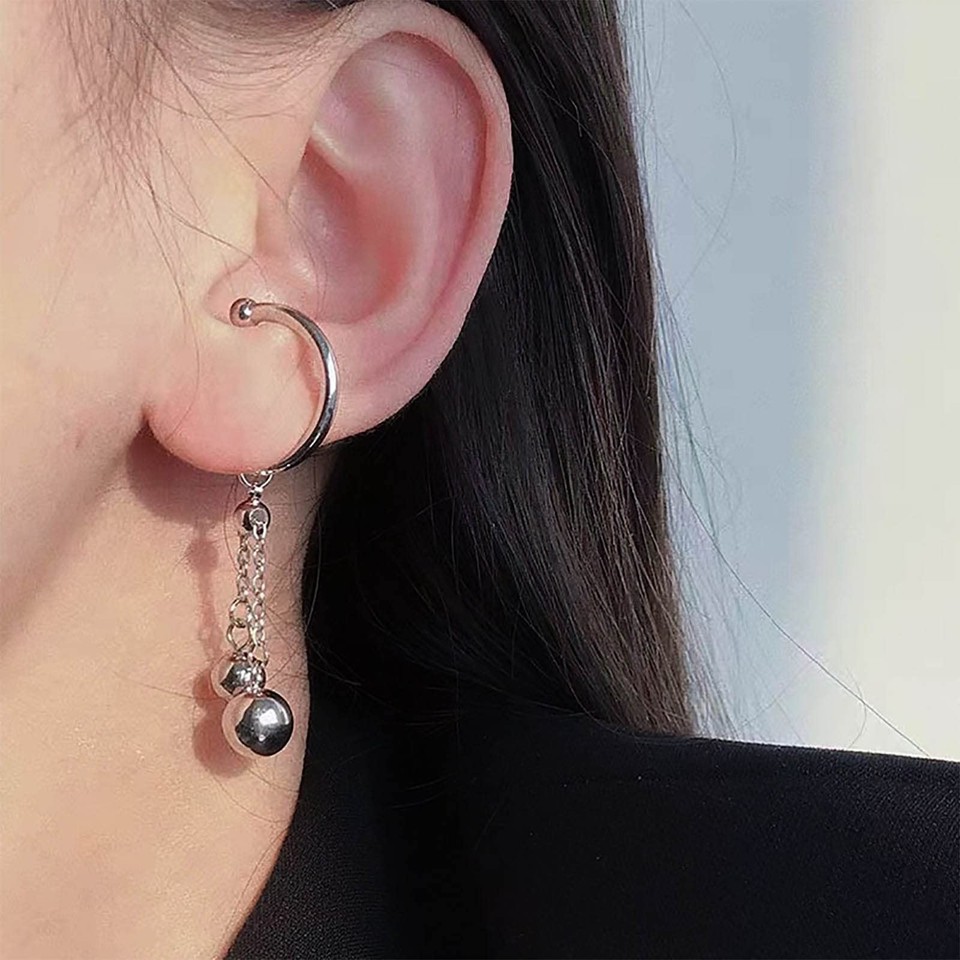 Punk Ball Dangle Earrings Silver Ball Drop Earring Vintage Tassel Drop ...