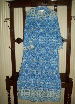 NWT OSCAR DE LA RENTA LONG ZIP ROBE CAFTAN poly spdx crepe 6881055 blue ...