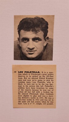 Lou Palatella University of Pittsburgh 1954 Football SWYB Player Panel ...