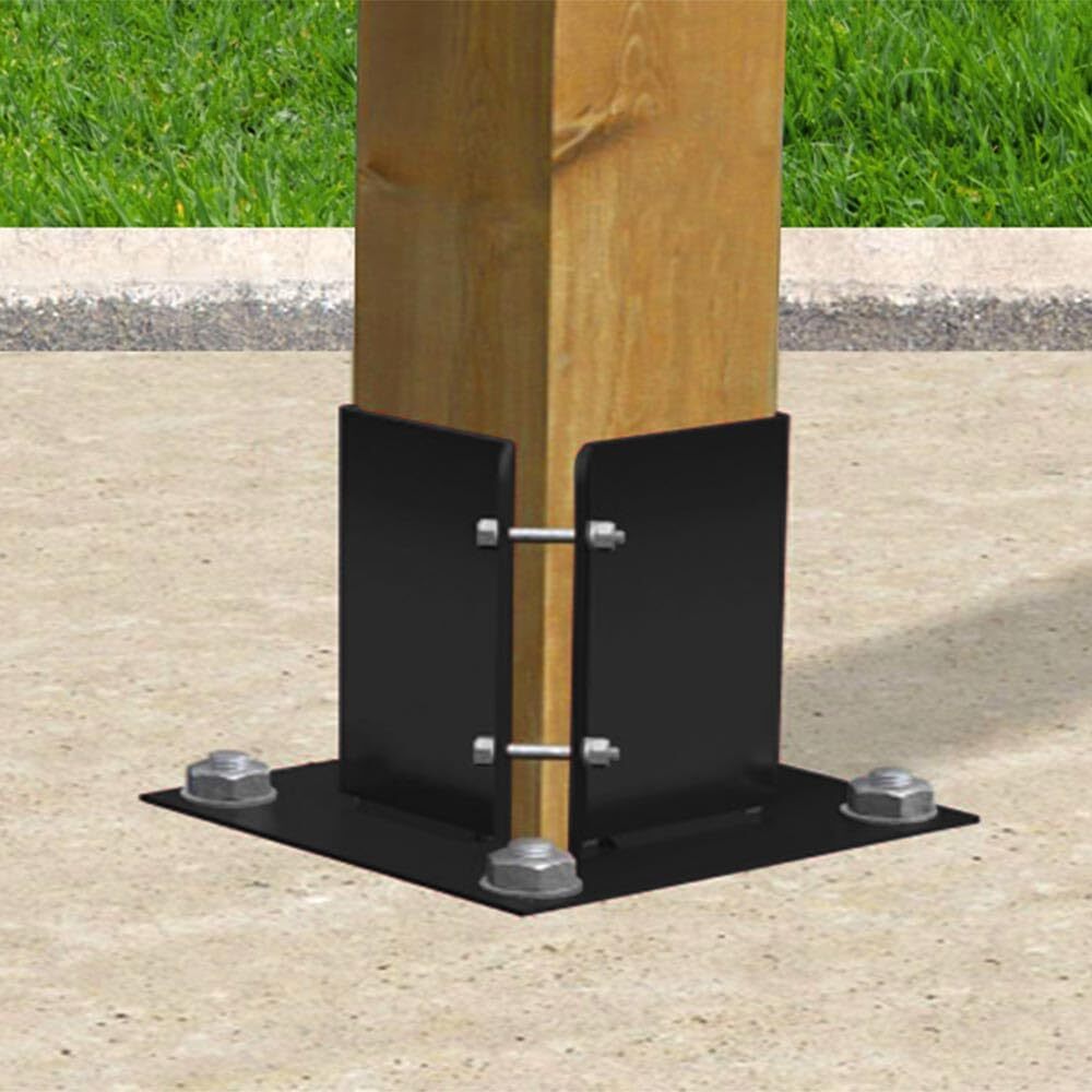 Deck Post Base Post Mounting Base Wood Post Support Black Metal Post ...