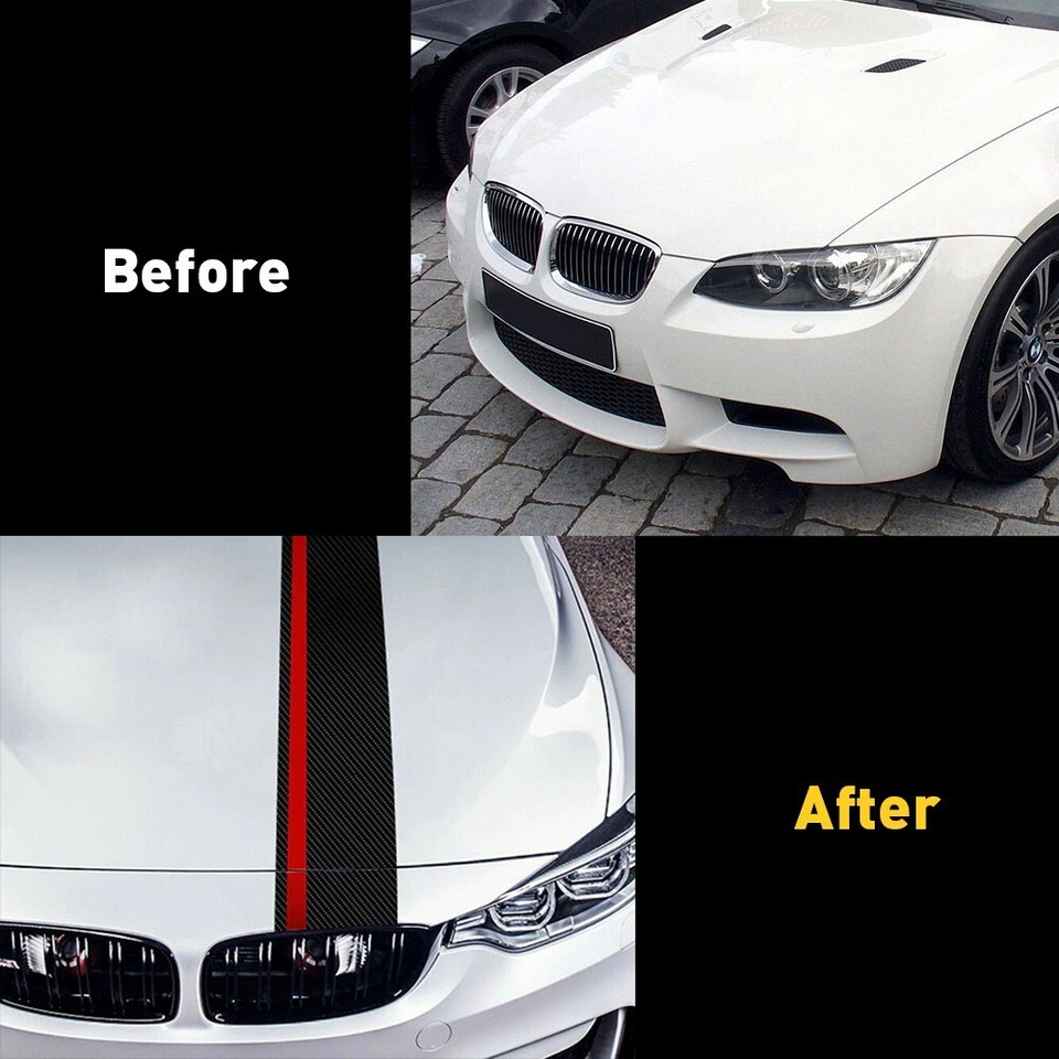 5D Carbon Fiber With Red Rally Racing Stripe Front Hood Decal Vinyl ...