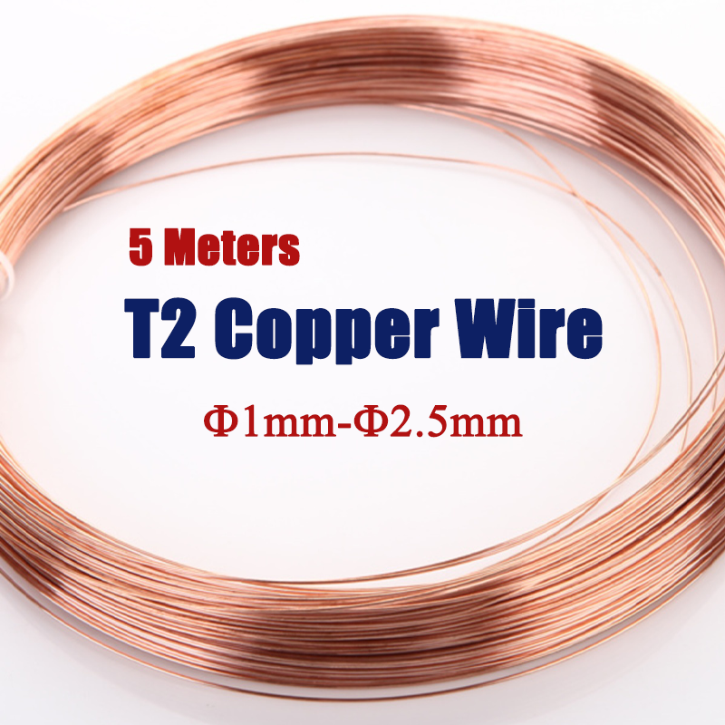 5 Meters Copper Wire Solid Round Coil Pure Copper Cable Bare Ф1mm-Ф2 ...