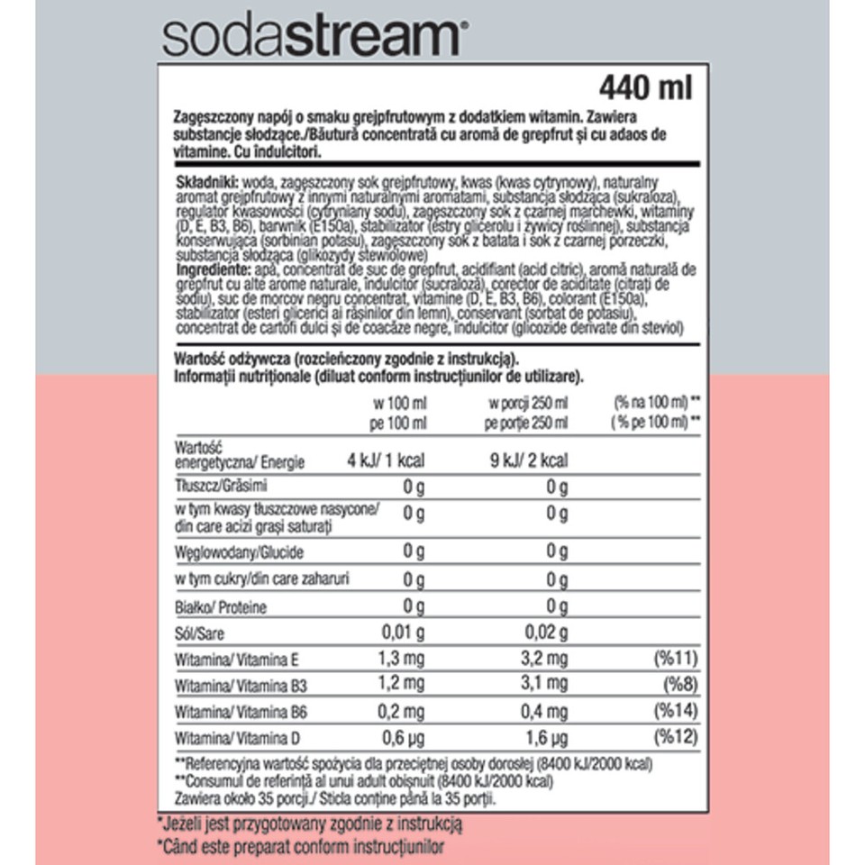 SODASTREAM CONCENTRATE - SODA STREAM SYRUP - 440ml - UP TO 9 LITER SODA ...