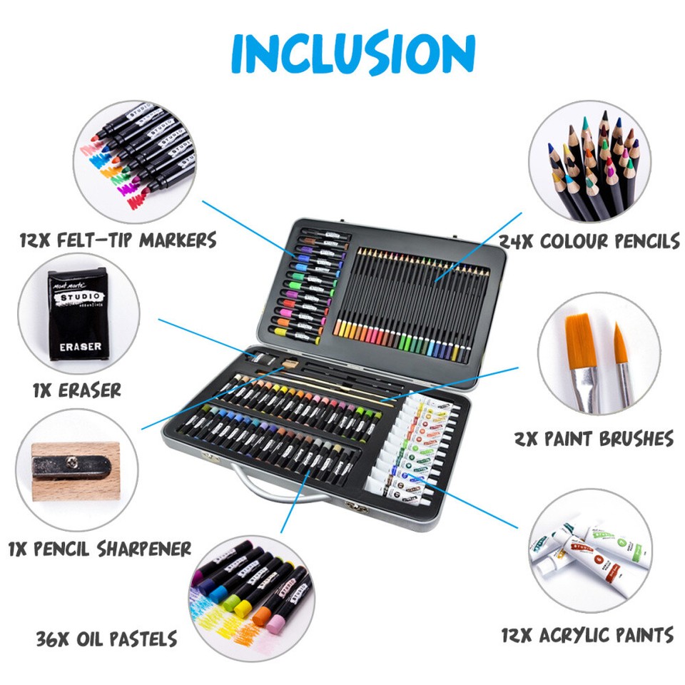 90pcs Professional Drawing Artist Kit Pencils and Sketch Charcoal Art ...