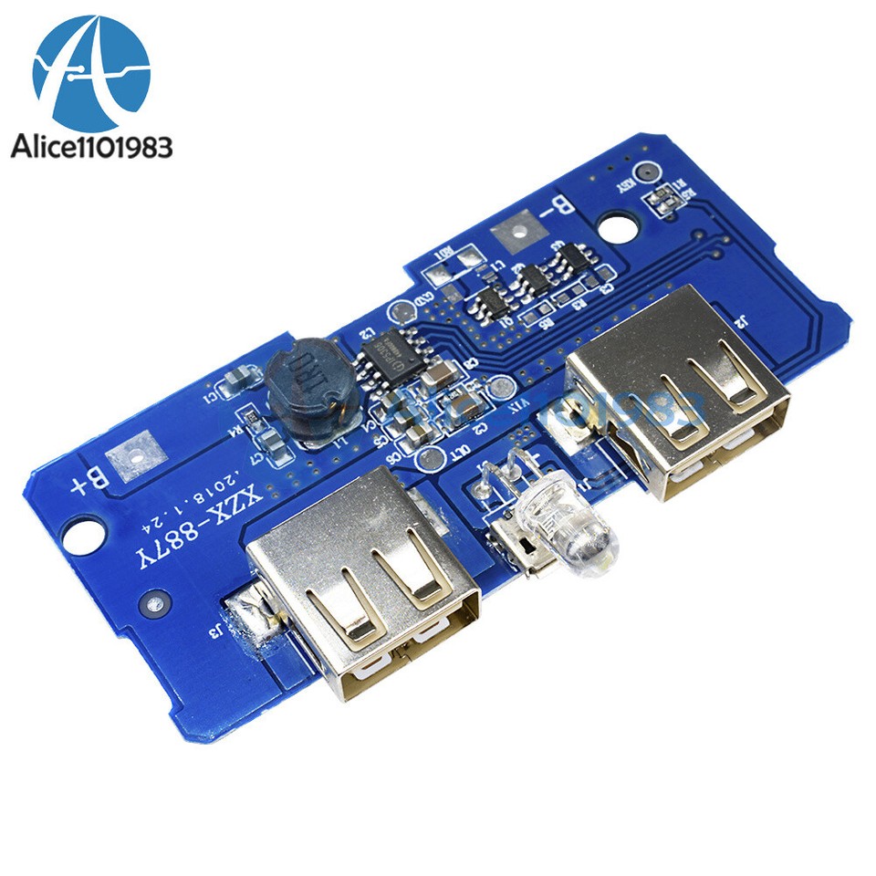 5V 2A Power Bank Mobile Charger Dual USB Output Board Circuit Step-Up ...