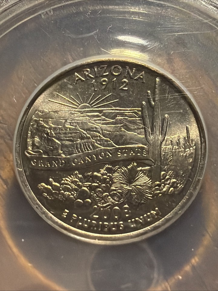 2008 P Arizona Quarter Multiple Errors 😍 Die Chip & Extra Cactus ANACS ...