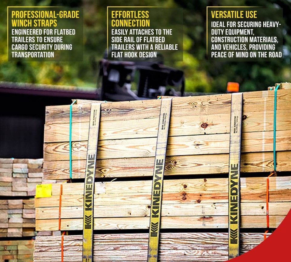 (10 Pack) Kinedyne 4"x30' Tie Down Winch Straps w/flat hook, WLL 5400 ...