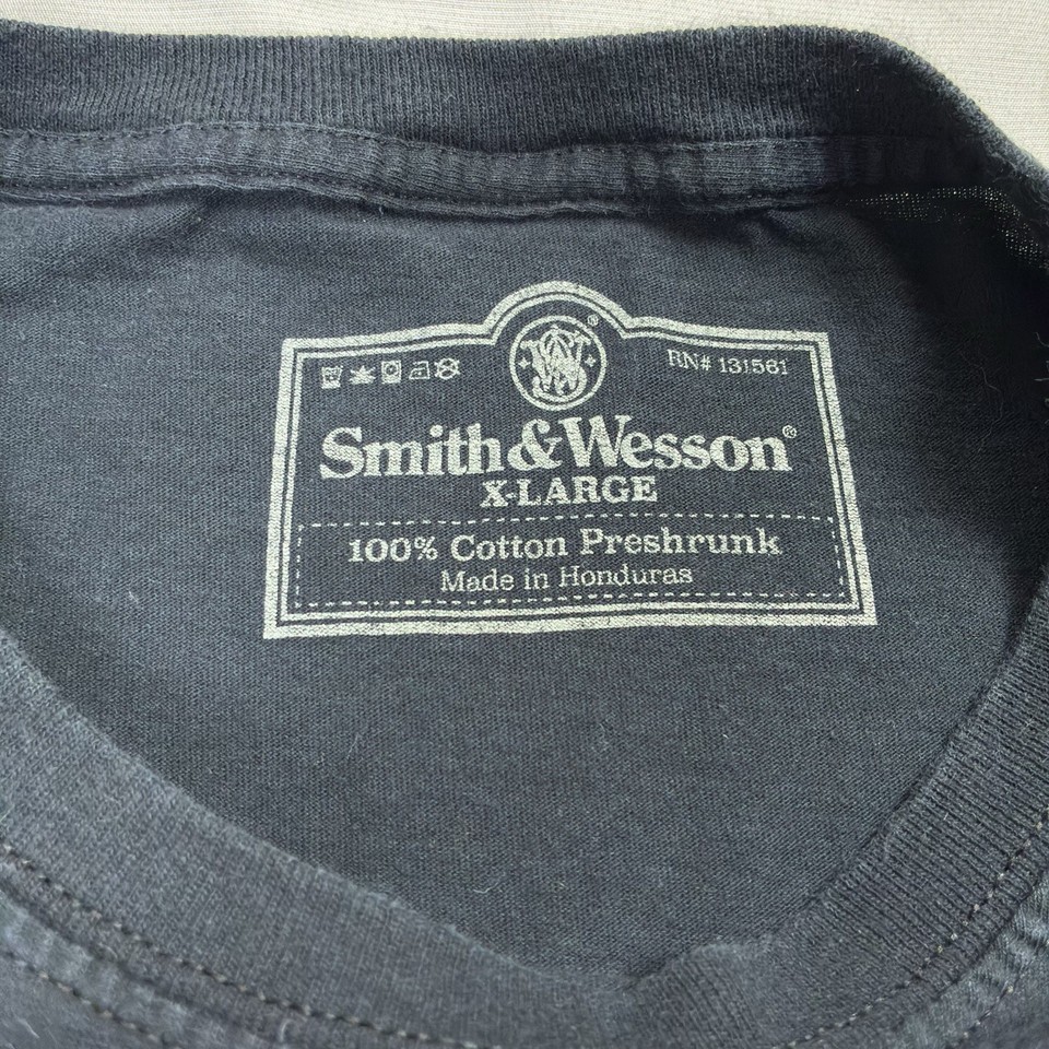 Smith & Wesson Double Sided Black T-Shirt Size XL Made In USA Graphic ...