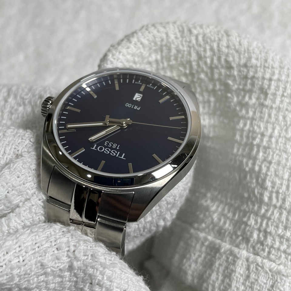 Tissot Mens PR 100 Blue Dial Stainless Steel Bracelet Watch T101410A | eBay