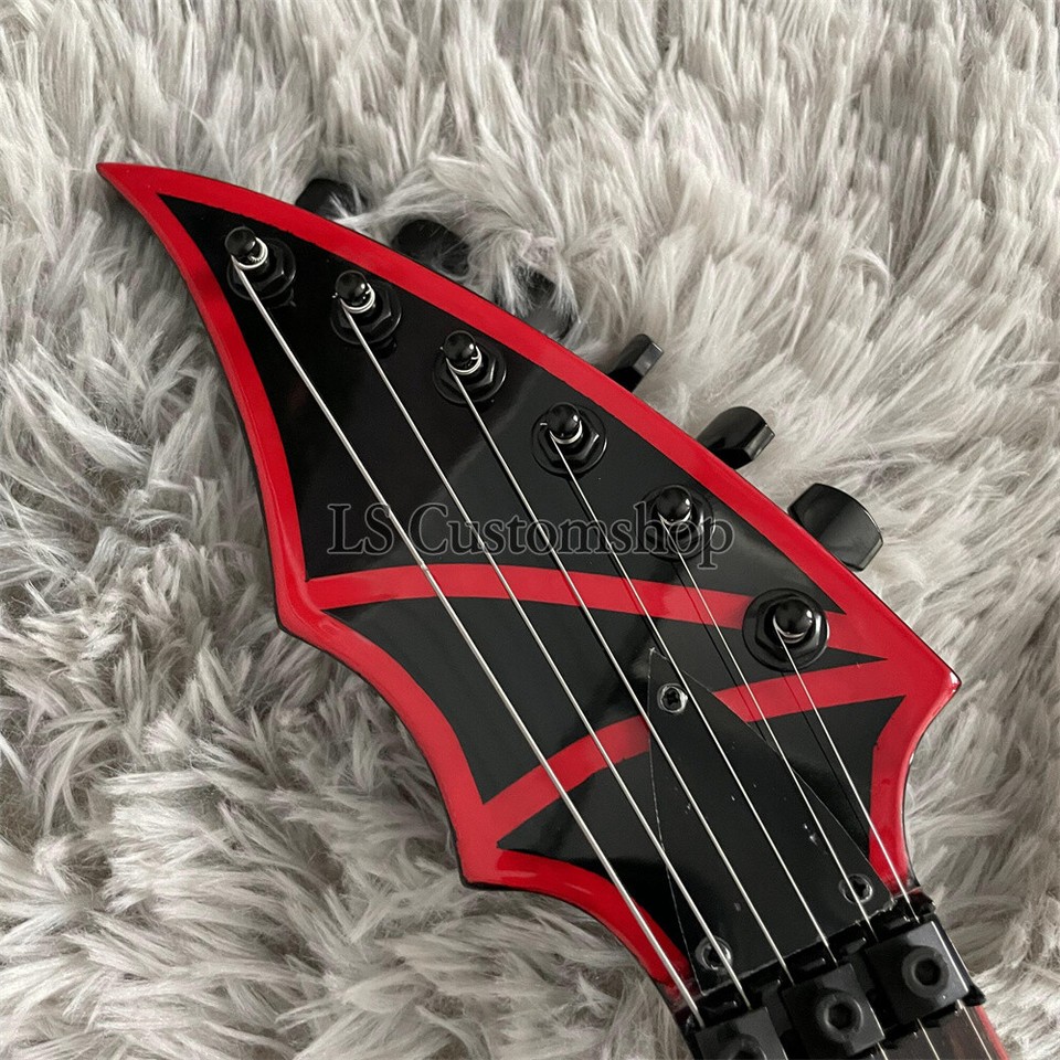Bat Shape Electric Guitar Red Pinstripe HHH Pickups Bat Inlay HPL ...