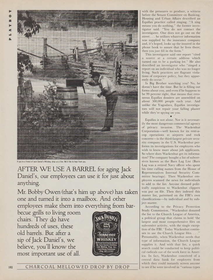 1985 Jack Daniel's - Whiskey Keg Barrel Mailbox Bobby Owen - Print Ad ...
