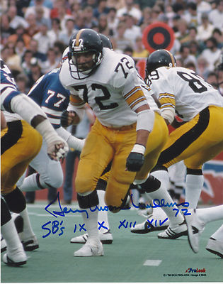 GERRY MULLINS PITTSBURGH STEELERS SB IX, X, XIIIX, XIV ACTION SIGNED ...