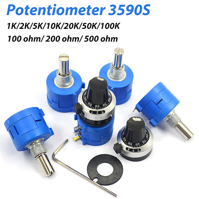 10 turn Potentiometer 3590S Wirewound Variable Precision Multi-Turn POT ...