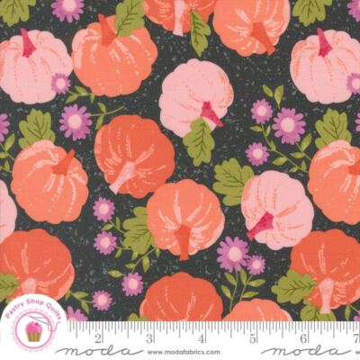 Moda HEY BOO 5210 16 Black Floral Pumpkins LELLA BOUTIQUE Quilt Fabric ...