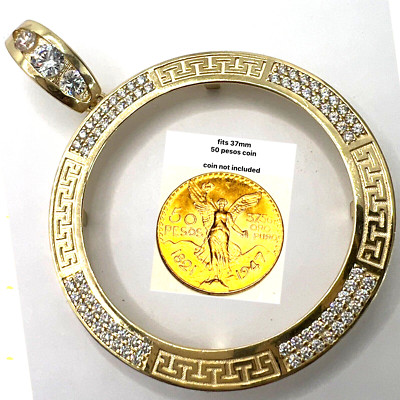 0 GOLd Bezel 50 pesos pendant 14k mexican centenario coin frame bisel ...