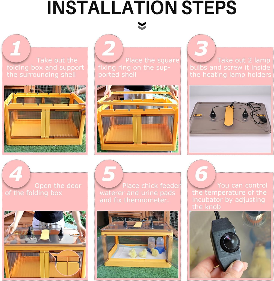 Chicken Brooder Box Kit w/ Heater Plate Thermometer for Chicks Ducks ...