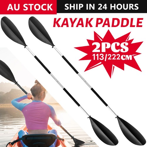 2xPremium 1.13/2.22m Black Aluminium Asymmetric Kayak Paddles Canoe ...