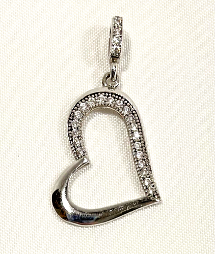 925 Sterling Silver Heart Pendant, 25 Stones, 3cm Delicate Women's Fine ...