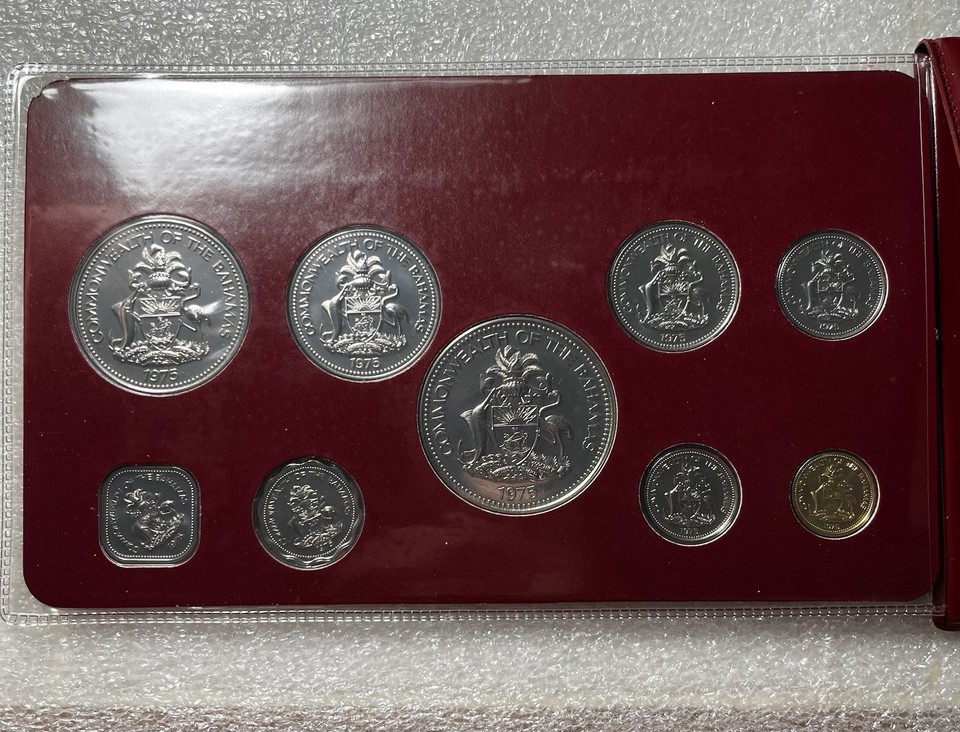 1975 Bahamas Uncirculated Specimen Coin Set – 9 Coins w/ COA (Franklin ...
