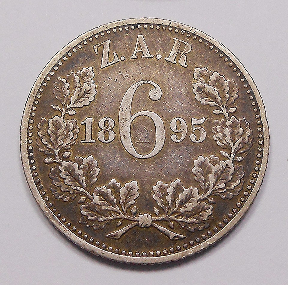 South Africa 1895 SILVER 6 Pence CH XF+ RARE Date Beauty HIGH Grade Key ...