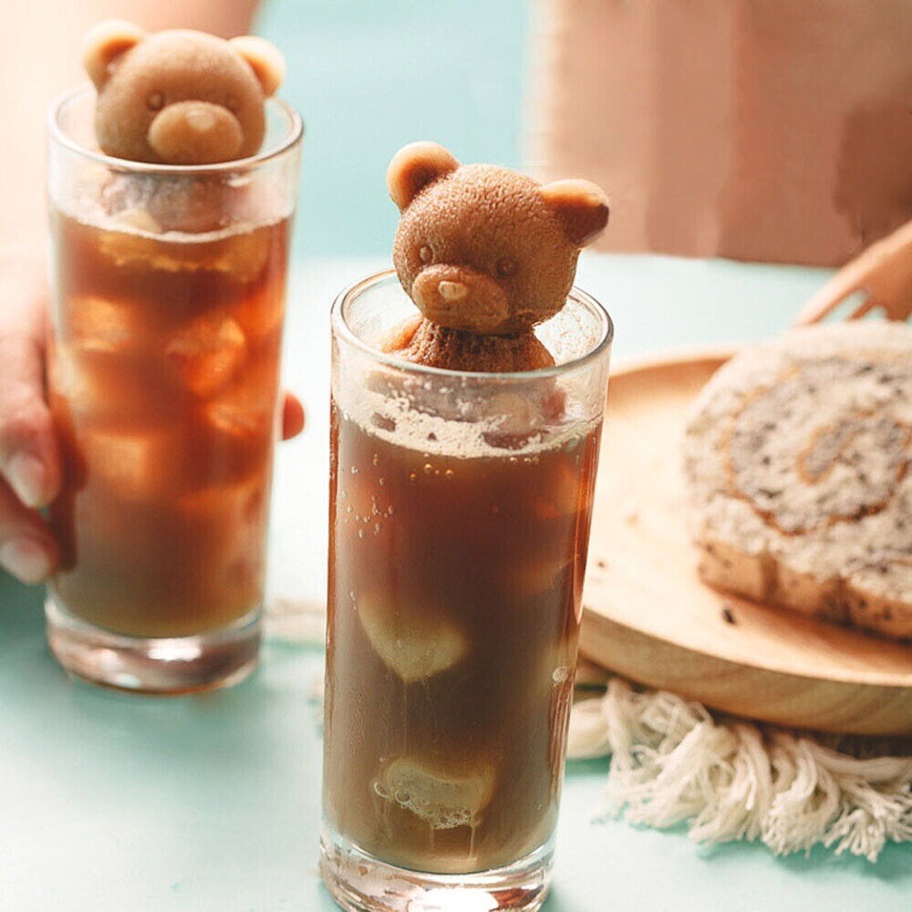 Milk Tea Bear Shape Animal Dropper Mold White Ice Cream Mould Rose Ice ...