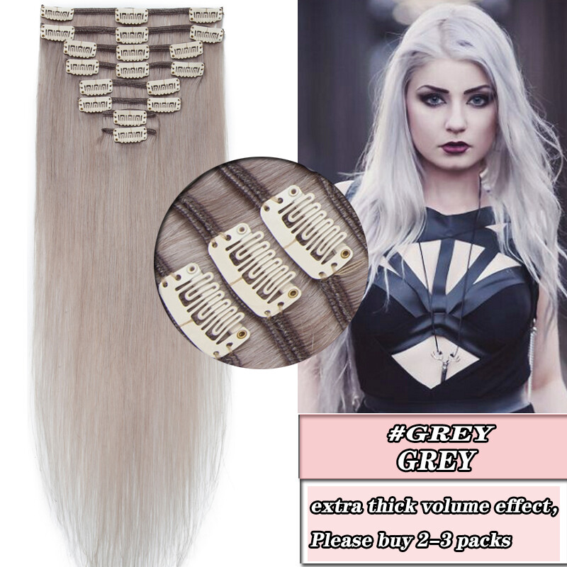 CLEARANCE 100% Human Hair Extensions Clip In Real Remy Hair Full Head ...