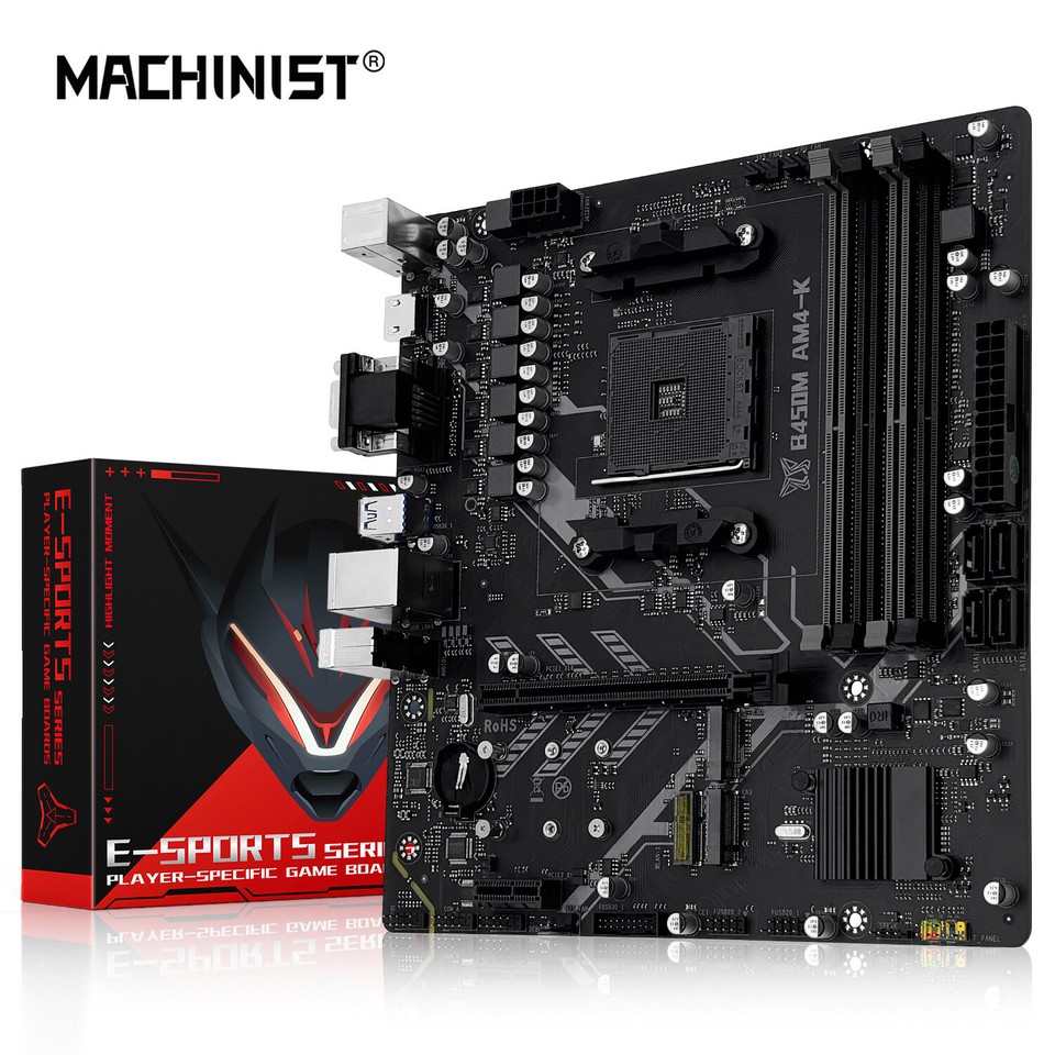 AMD B450 Computer Motherboard AM4 PCIe 3.0 DDR4 M.2, WiFi M.2, DP/HDMI ...