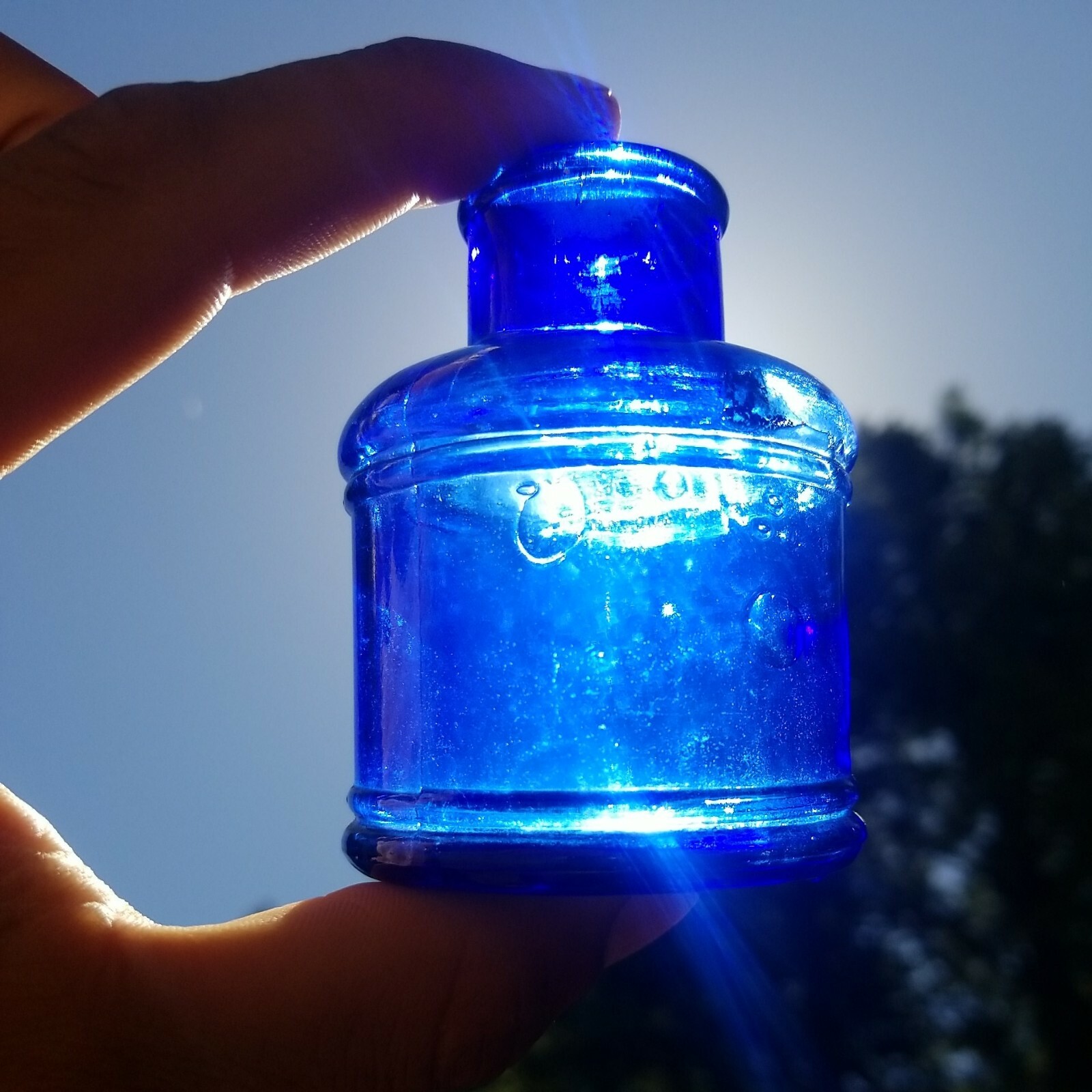 Perfect Antique Pair of Cobalt Blue Ink Wells ! Clean Old Blue Ink ...