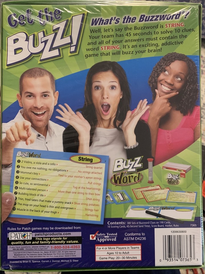 BUZZ WORD Game Family Friends Game Night Fun 2012 Patch Products NEW ...