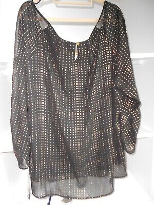 Woman's Top, 3X, Sara Michelle, Black with Metallic Gold | eBay