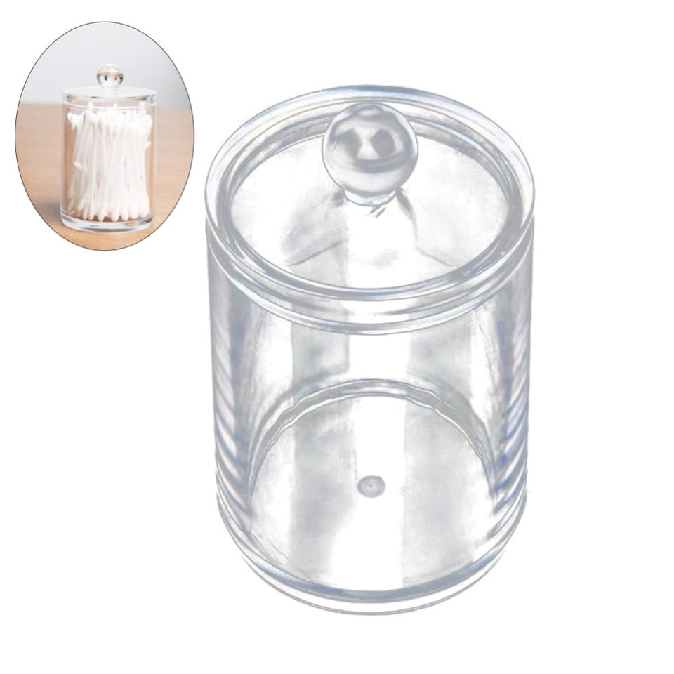Transparent Cotton Ball and Swab Dispenser Acrylic Round Container ...