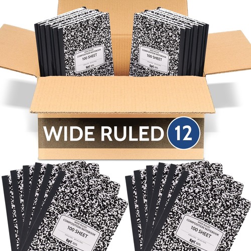 Marble Hardcover Wide Ruled Composition Notebook | 200 Pages (100 ...