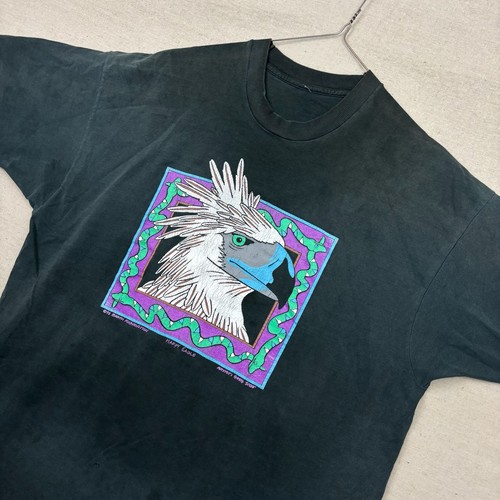 VTG 1992 Rainforest Rescue Campaign Hapi Eagle T Shirt Faded Black ...