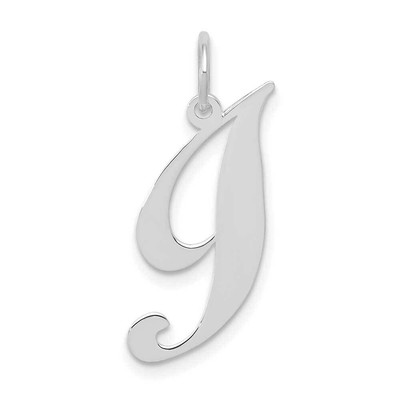 14k White Gold Small Fancy Script Letter I Initial Charm | eBay